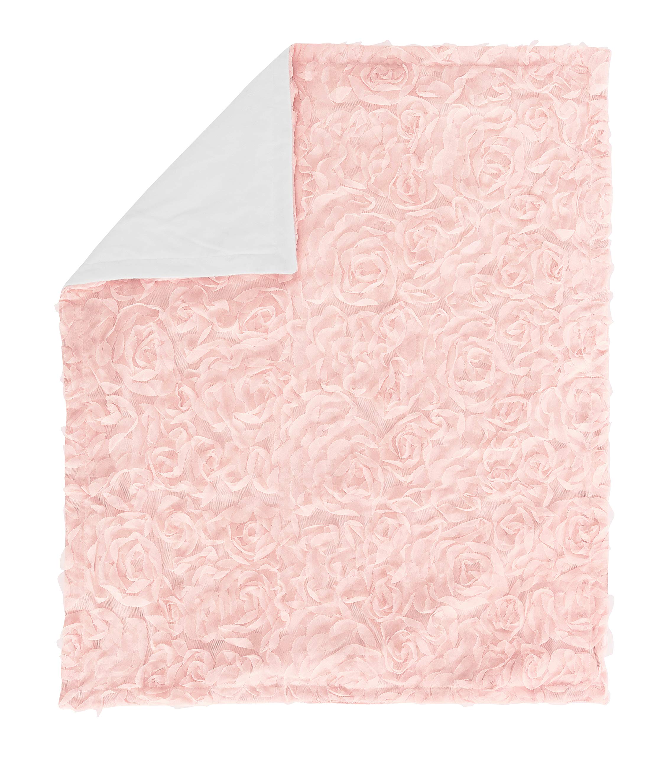 Sweet Jojo Designs Pink Floral Rose Baby Girl Blanket Receiving Security Swaddle for Newborn or Toddler Nursery Car Seat Stroller Soft Minky - Solid Light Blush Flower Elegant Boho Shabby Chic Luxury