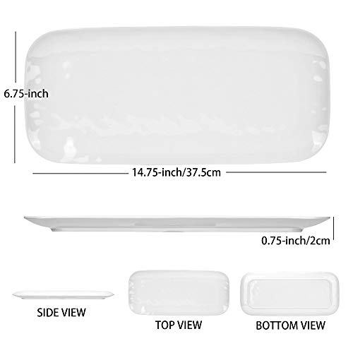 KOXIN-KARLU Melamine Trays, 14.75-inch Serving Trays and Platters, set of 3 White | Hammered Style, 100% Melamine, BPA Free