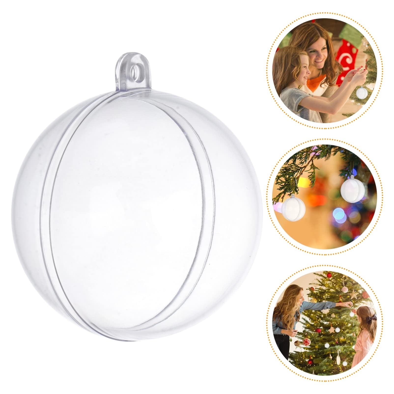 20pcs Christmas Clear Ball 50mm Plastic Fillable Ornaments Balls for Xmas Tree DIY Crafting Wedding Holiday Home Decor Party Supplies
