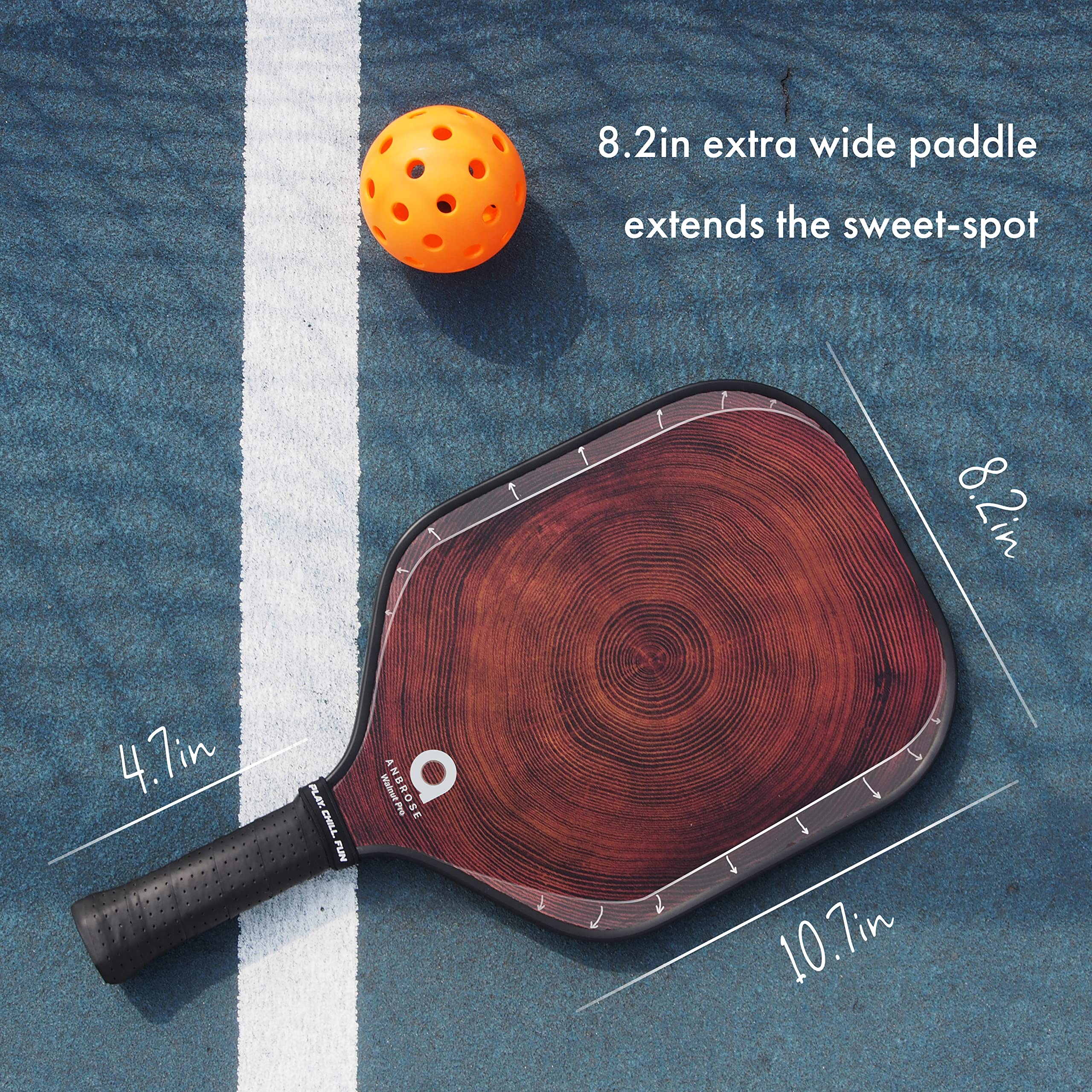 A. Anbrose Pickleball Paddle | Extra Wide Paddle Shape | USAPA Approved | Carbon Fiber Face | Polypropylene Honeycomb Core | Lightweight | Fabric Paddle Cover.… (Fiberglass, 13mm)