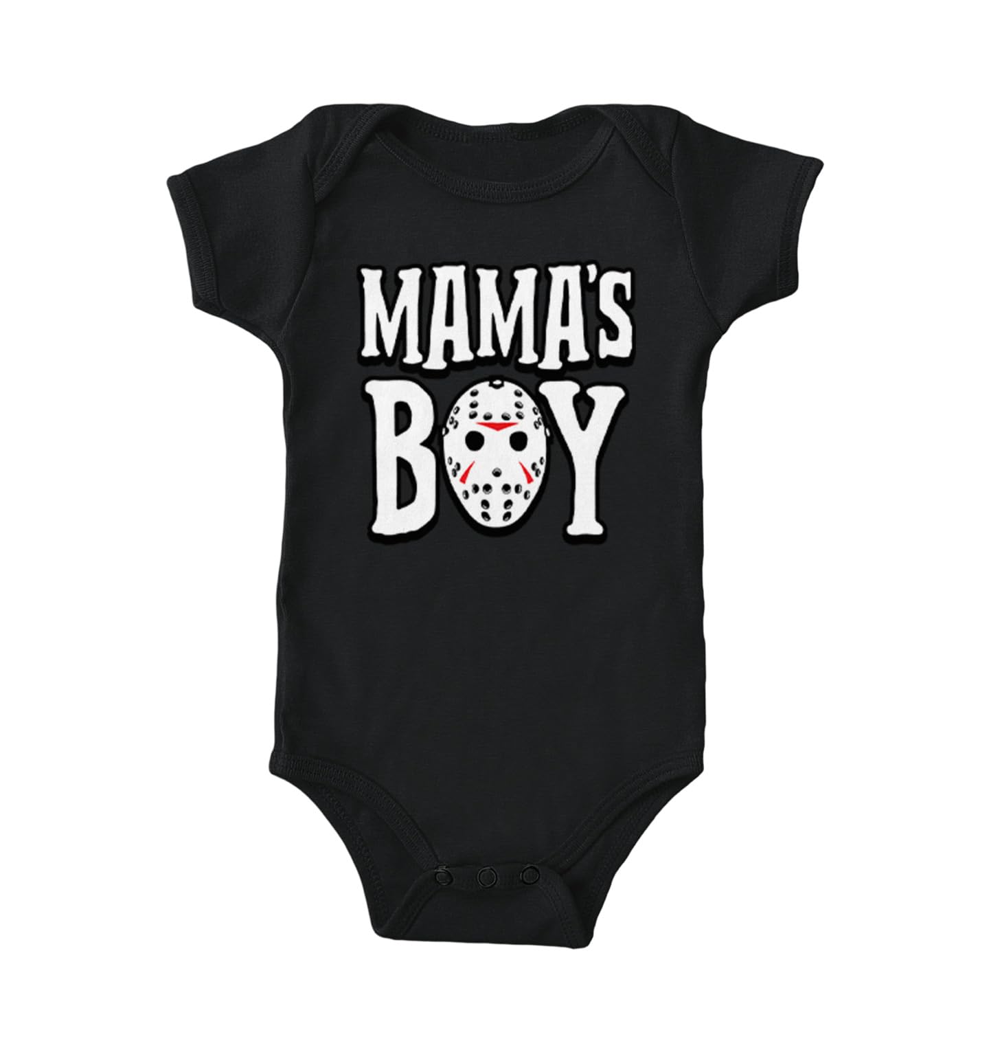 Haase Unlimited Mama's Boy - Jason Hockey Mask Halloween Bodysuit (Black, 24 Months)