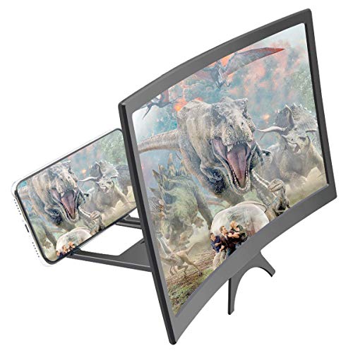DRIDOUAM 12" HD Curved Phone Screen Magnifier HD Amplifier Projector Magnifing Screen Enlarger for Movies, Videos, and Gaming with Foldable Stand Compatible with All Smartphones