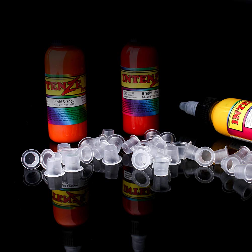 Disposable Tattoo Ink Cups-Small 100pcs Plastic Disposable Tattoo Ink Cups For Tattoo Permanent Makeup Container Cap Tattoo Accessory,Tattoo Ink,Tattoo Supplies,Tattoo Kits(#9mm—100pcs)
