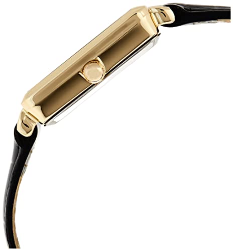 Anne Klein Women's Japanese Quartz Dress Watch with Faux Leather Strap, Black, 14 (Model: AK/3820GPBK)