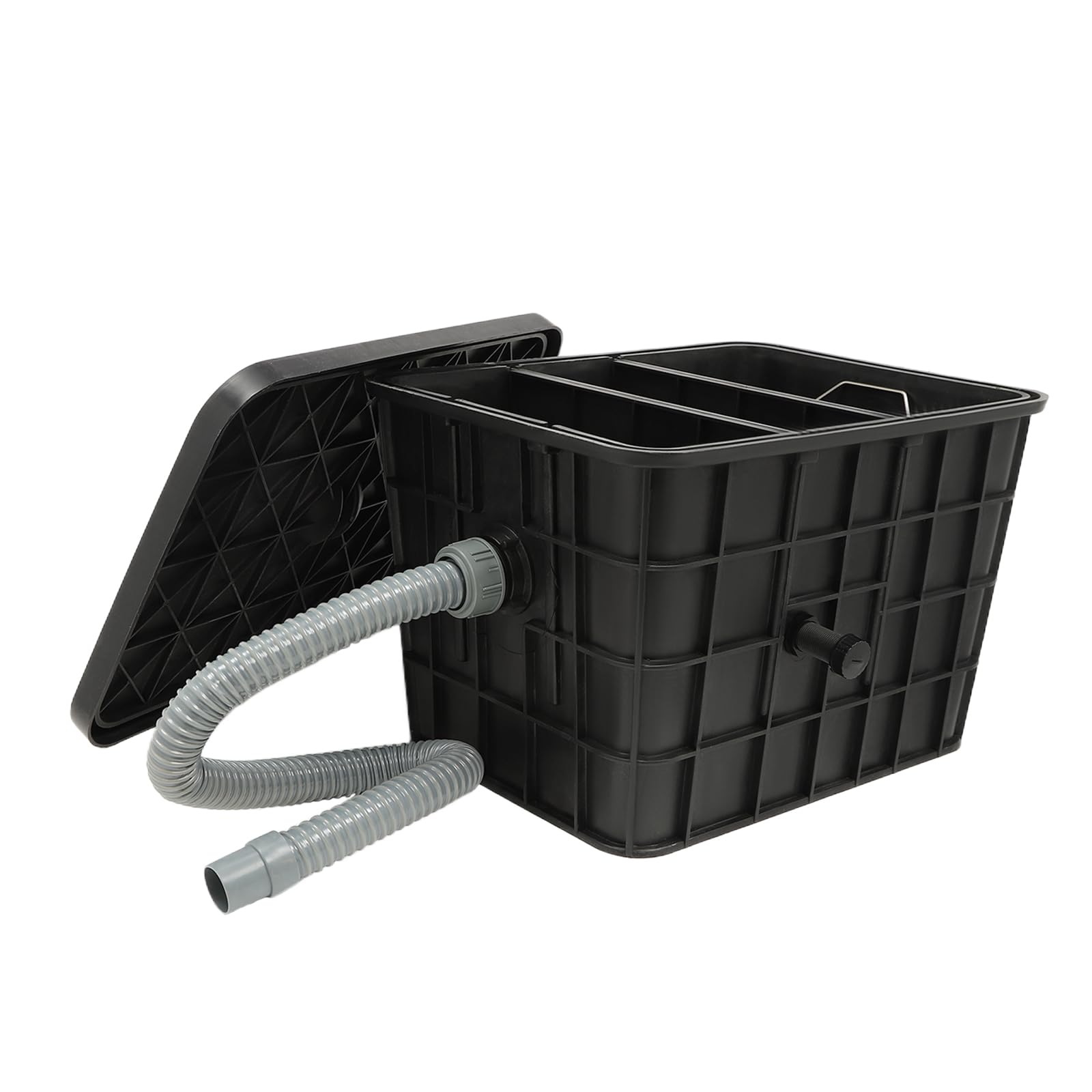35L Upper Inlet Commercial Grease Trap, 7-stage Filtration 555Gal/h Under Sink Grease Trap, Plastic Grease Trap Under Sink for Restaurant Cafe, Waste Water Oil-water Separator
