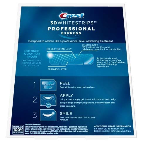 Crest 3D Whitestrips, Profressional Express, Teeth Whitening Strip Kit, 14 Strips (7 Count Pack)