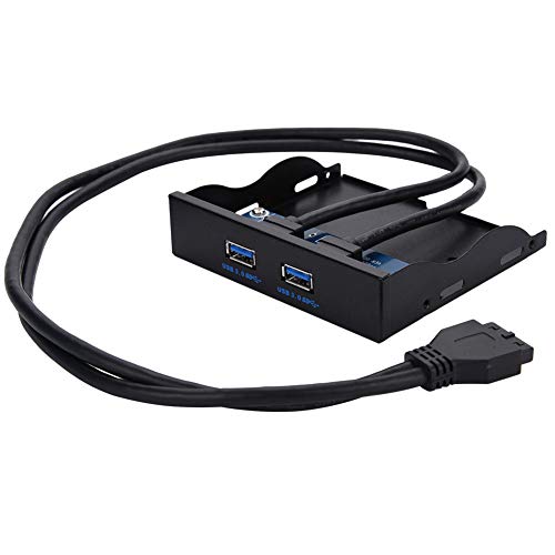 ASHATA USB Front Panel,USB 3.0 Floppy Front Panel with 2-Port,3.5 inches Floppy Bay 19 Pin to 2 Interface USB3.0 HUB