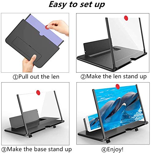 mozeeda Screen Expanders & Screen Magnifier Amplifier,3D HD New Phone Holder 12" Screen Amplifier,Movies,Videos,Games Movie Video Phone Foldable Stand Screen Phone Projector for All Smartphones