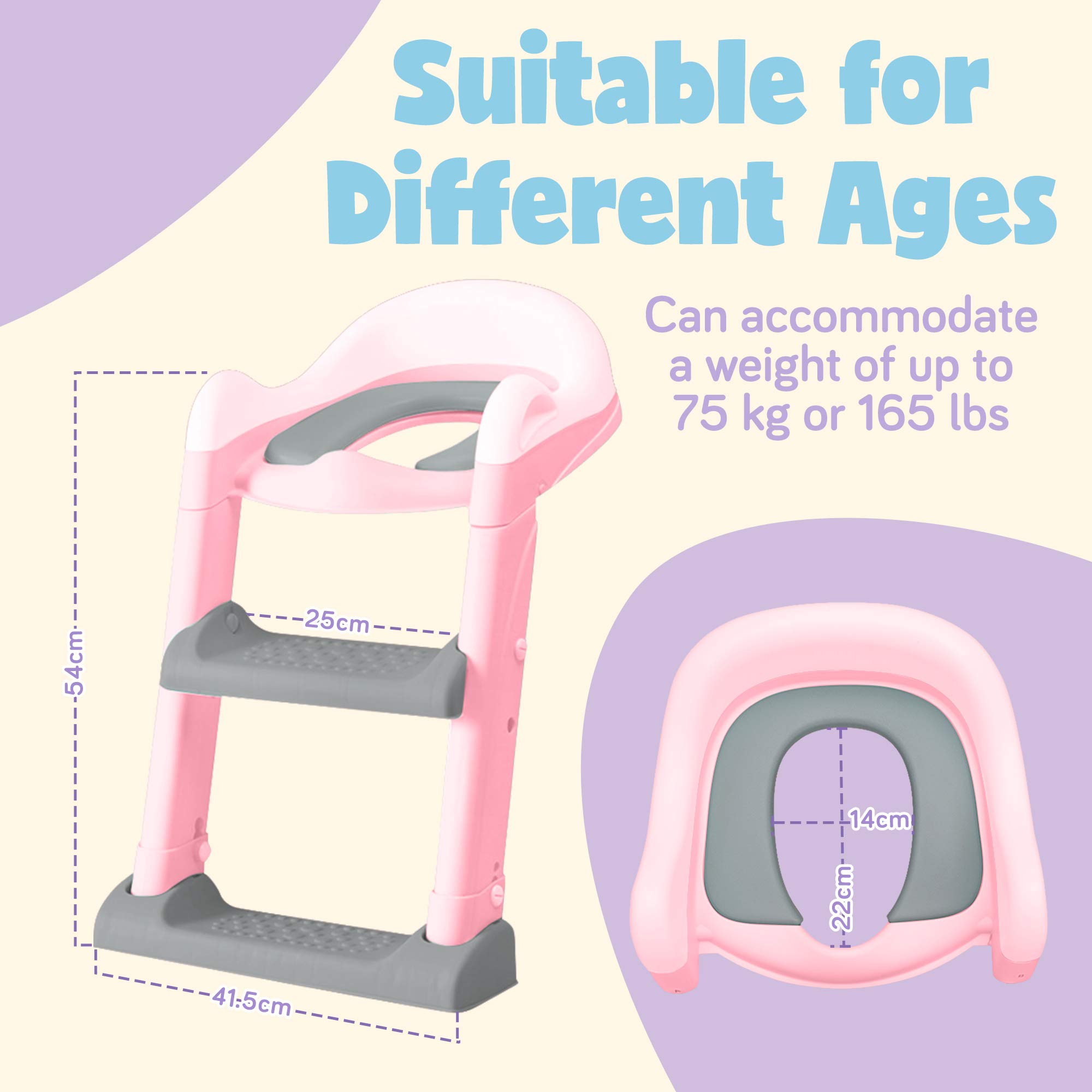 Ashtonbee Mountable Potty Seat (with steps, Pink)