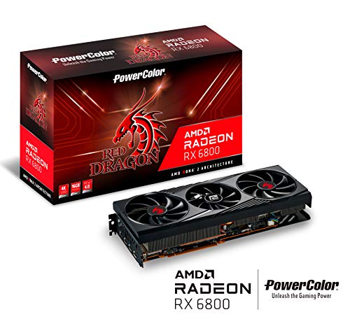 PowerColor Red Dragon AMD Radeon™ RX 6800 Gaming Graphics card with 16GB GDDR6 memory, powered by AMD RDNA™ 2, Raytracing, PCI Express 4.0, HDMI 2.1, AMD Infinity Cache