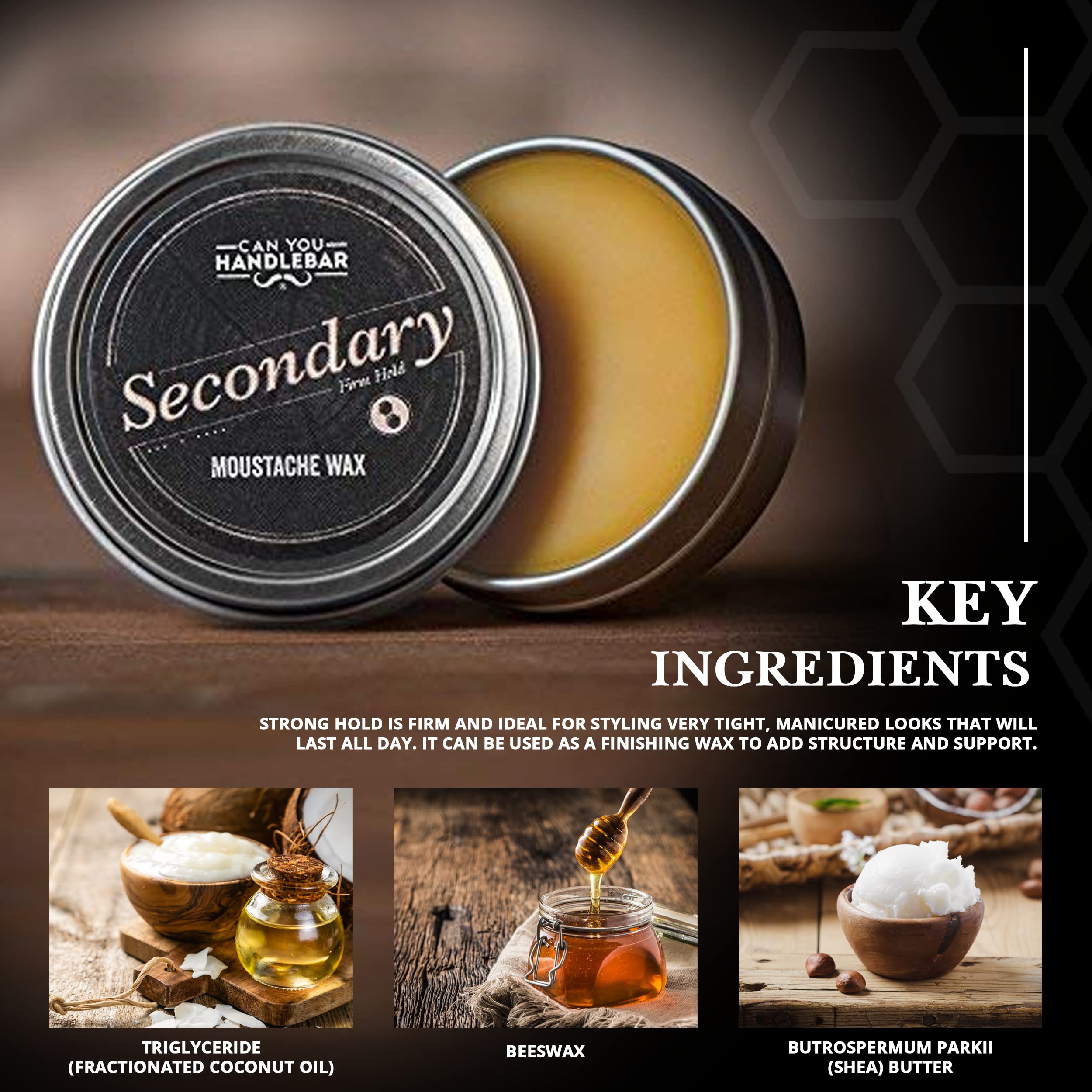 CanYouHandlebar Moustache Wax for Men, Strong Hold Styling Balm, Unscented Natural Beeswax, Grooming Products, 1 oz Tin Each