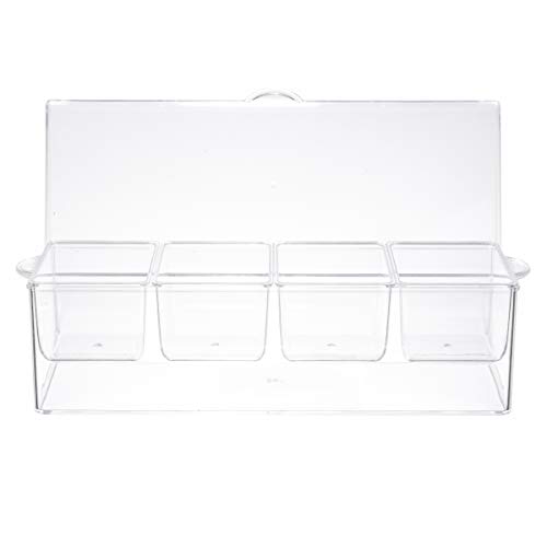 Tablecraft 10008 Bar Condiment Holder, Four - 1.5 Pint Inserts, Clear