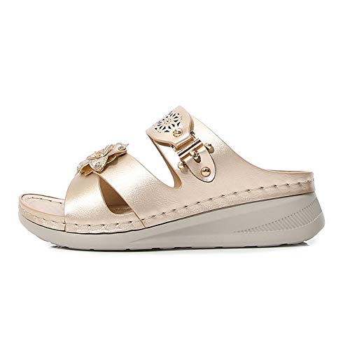 justHIGH Women’s Beach Wedge Sandals – Ladies Platform Flip Flops with Orthotic Arch Support Lightweight