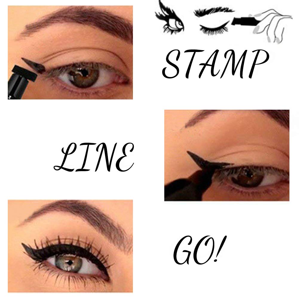 docolor Eyeliner Stamp Double-sided Liquid Winged Eye Liner Pen Waterproof Smudgeproof Long Lasting Wing Original Eyeliner Pen(1PC,Black)