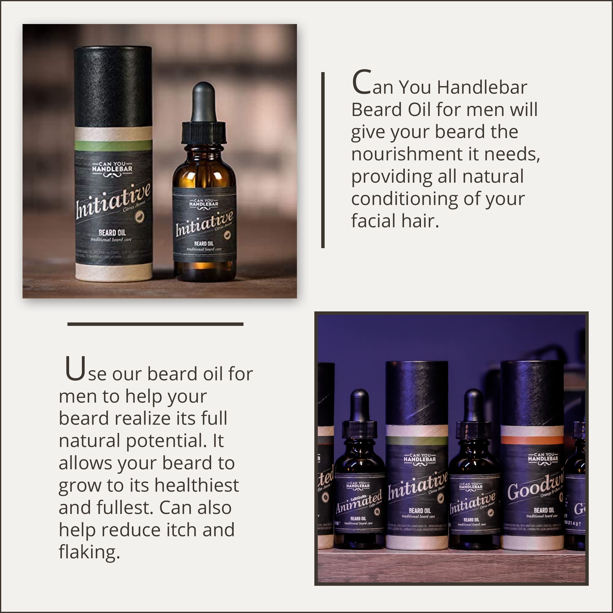CanYouHandlebar Beard Oil for Men, Natural Beard Care Conditioner Moisturizer Softener Grooming Product, Citrus Bergamot and Lavender Scent, 1oz Dropper Bottle