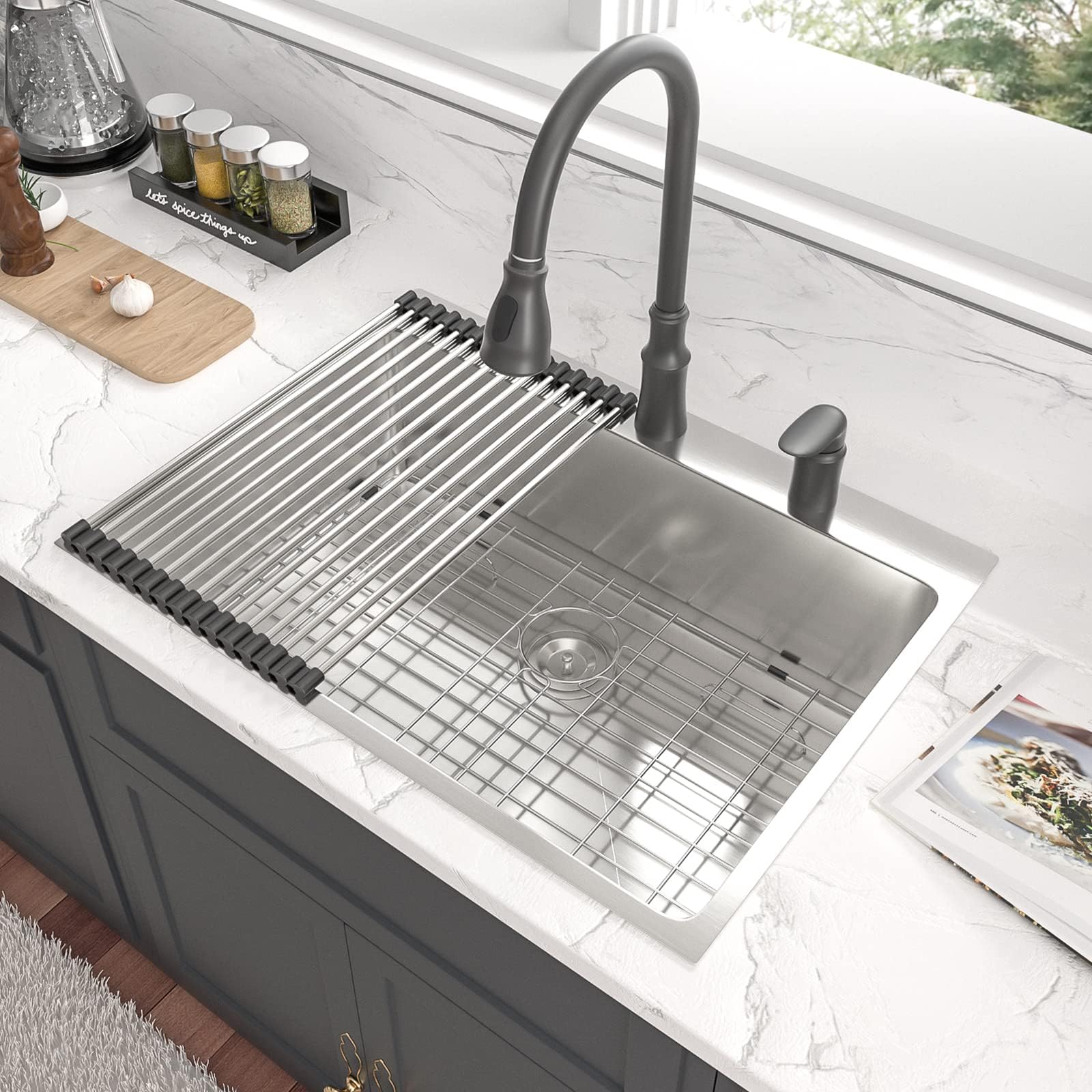 33 Inch Drop In Kitchen Sink - Lordear 33x22 Kitchen Sinks Drop In Stainless Steel Sinks Topmount 16 Gauge T304 Single Bowl Kitchen Sink With 3mm Thickened Plate Round Corners