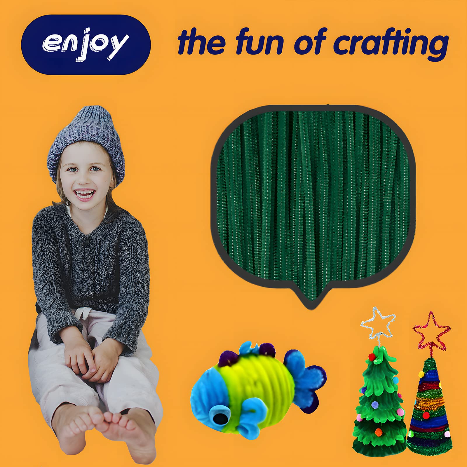 300 Pieces Black Pipe Cleaners Chenille Stem, Pipe Cleaners Craft for Kids DIY Art Supplies