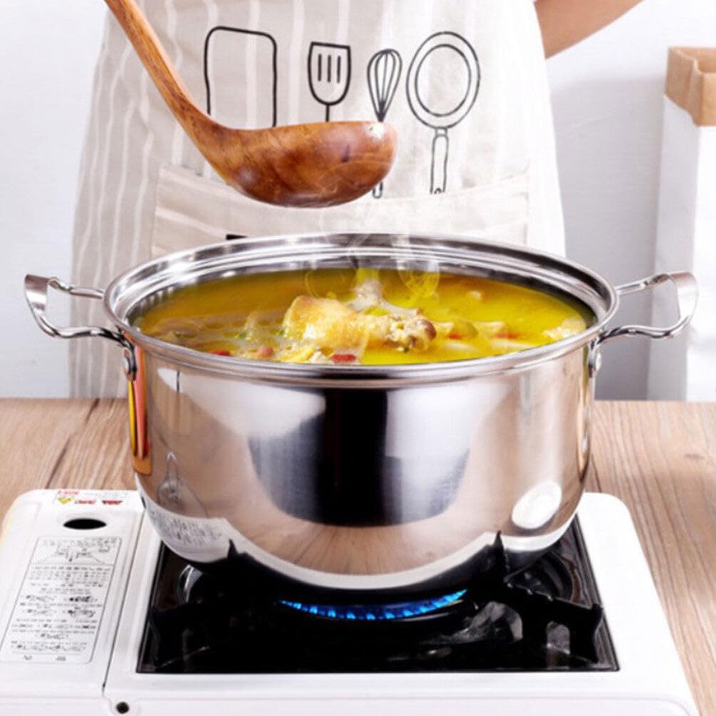 ABOOFAN Stainless Steel Stockpot with Glass Lid,Pasta Soup Pot for Cooking Simmering Soup Stew, Heavy Duty Cookware for Induction 18cm