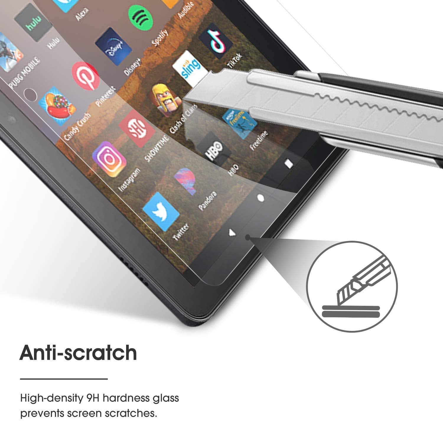 TANTEK [2-Pack Screen Protector for All-New Fire HD 8/HD 8 Plus/HD 8 Kids (10th gen, 2020 release),8-Inch,Tempered Glass Film,Ultra Clear,Anti Scratch,Bubble Free