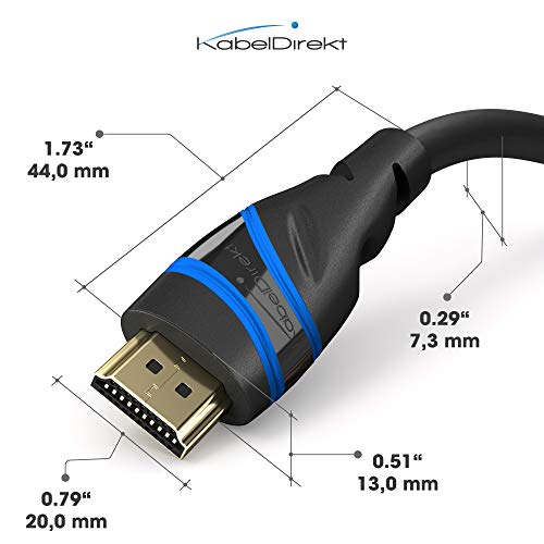 KabelDirekt – 8K HDMI Cable, HDMI 2.1 – 6ft – Certified HDMI Cable for PS5 and Xbox Series X/S – Developed in Germany (Ultra High Speed HDMI Cable for 8K@60Hz, PC/Console and Monitor/TV – Blue/Black)