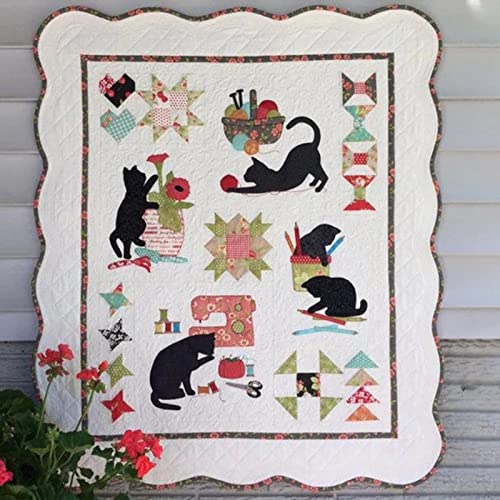 Cute Cat Pattern Sewing Template for Creating Chic Quilt Designs Clear Cat Shape Acrylic Quilting Templates Ruler Reusable DIY Quilting Supplies Sewing Accessories (B Middle)