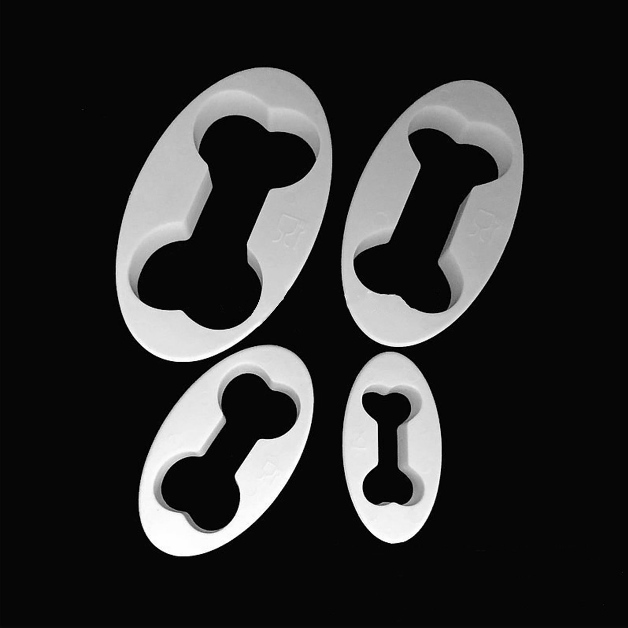 4Pcs/Set Dog Bone Cookie Cutters | Plastic Biscuit Cutter & Stamp - Dog Bone Biscuit Cake Fondant Pancake Cutter Mold | Dog Treat Mold Perfect for Homemade Dog Biscuits Varied Sizes For Pet Owners
