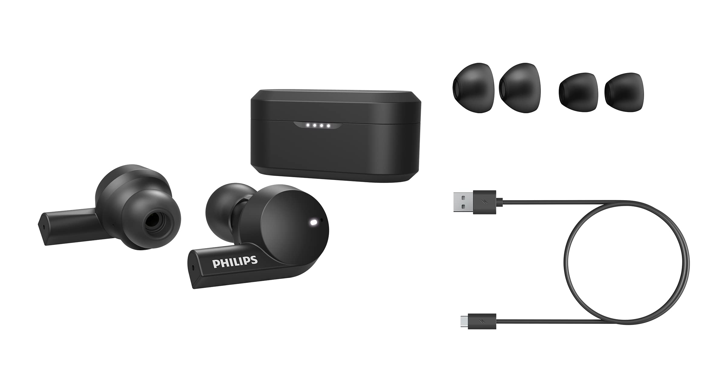 Philips T5505 Wireless Earbuds with Active Noise Canceling (ANC) and IPX5 Water Resistance, Black