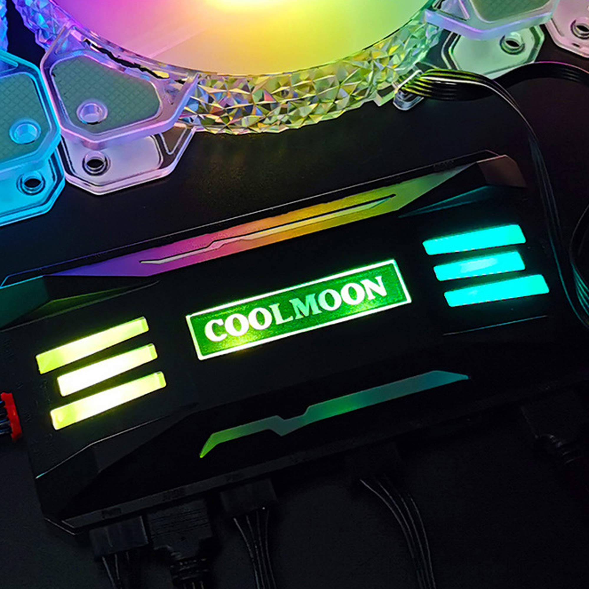 KLLsmDesign Pwm Fan Temperature Controller Integrator, Remote Control Computer RGB Light Adapter, 8 * 4 Pin Fan Speed Controller Ports, 10 * 5v 3pin A-RGB Ports with Magnet (Black)