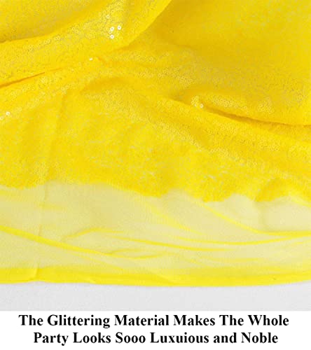 Sequin Fabric Glitter Fabric 3mm 1 Yard Sequin Fabric by The Yard Sparkly Fabric Little Mermaid Fabric Outdoor Glitter Fabric Sequence Material for Dress Clothing Wedding Home Dec (1 Yard, Yellow)