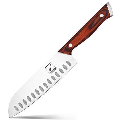 imarku Kitchen knife, 7’’Santoku Knife, German High Carbon Steel Chopper Knife, Professional Chef Knife with Ergonomic Handle, Extremely Sharp＆Durable