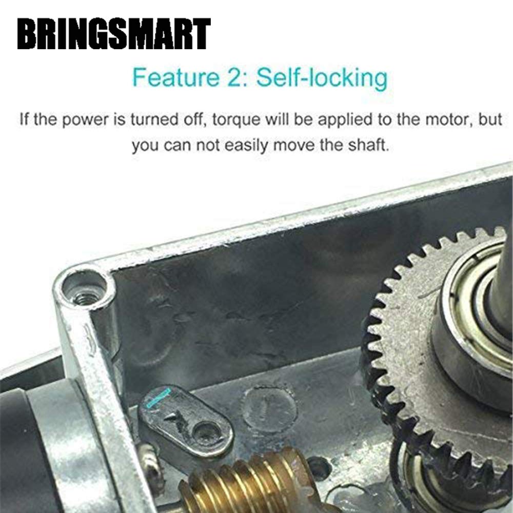 BRINGSMART 12V 12rpm DC Worm Gear Motor 70kg.cm High Torque Self-Locking Reversed Mini Turbine Geared Motor for DIY Robot Rotating Table Door Lock Curtain Machine (12V 12rpm)