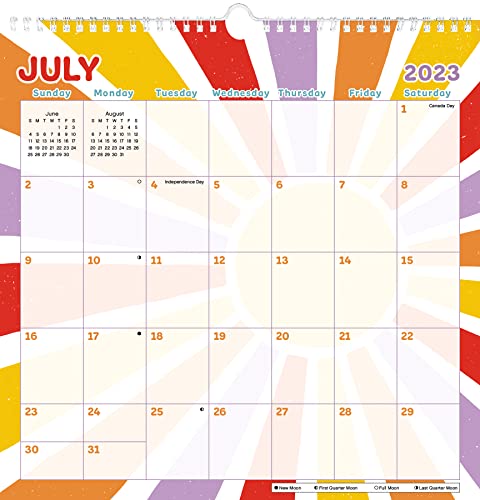 2023-2024 Groovy Academic Spiral Wall Calendar (July 2023 - June 2024)