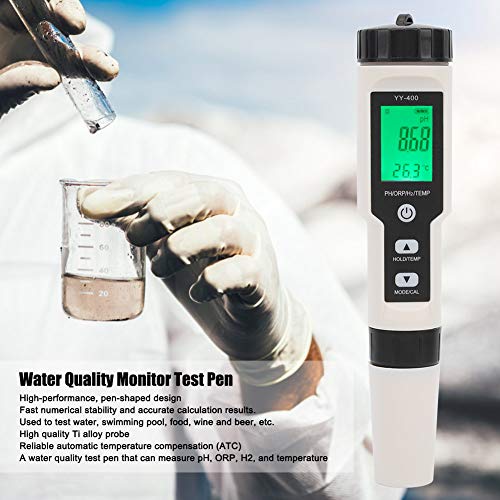 4 in 1 Portable Water Quality Monitor Test Pen 0.01-14.00pH Measuring Range PH ORP H2 Temperature Tester YY-400