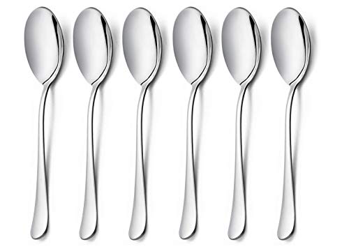 Serving Spoons X 6, HaWare 9.8 inches Large Size Stainless Steel Serving Spoon, Elegant Design for Kitchen/Buffet/Party, Mirror Polished and Dishwasher Safe(6 Pack)