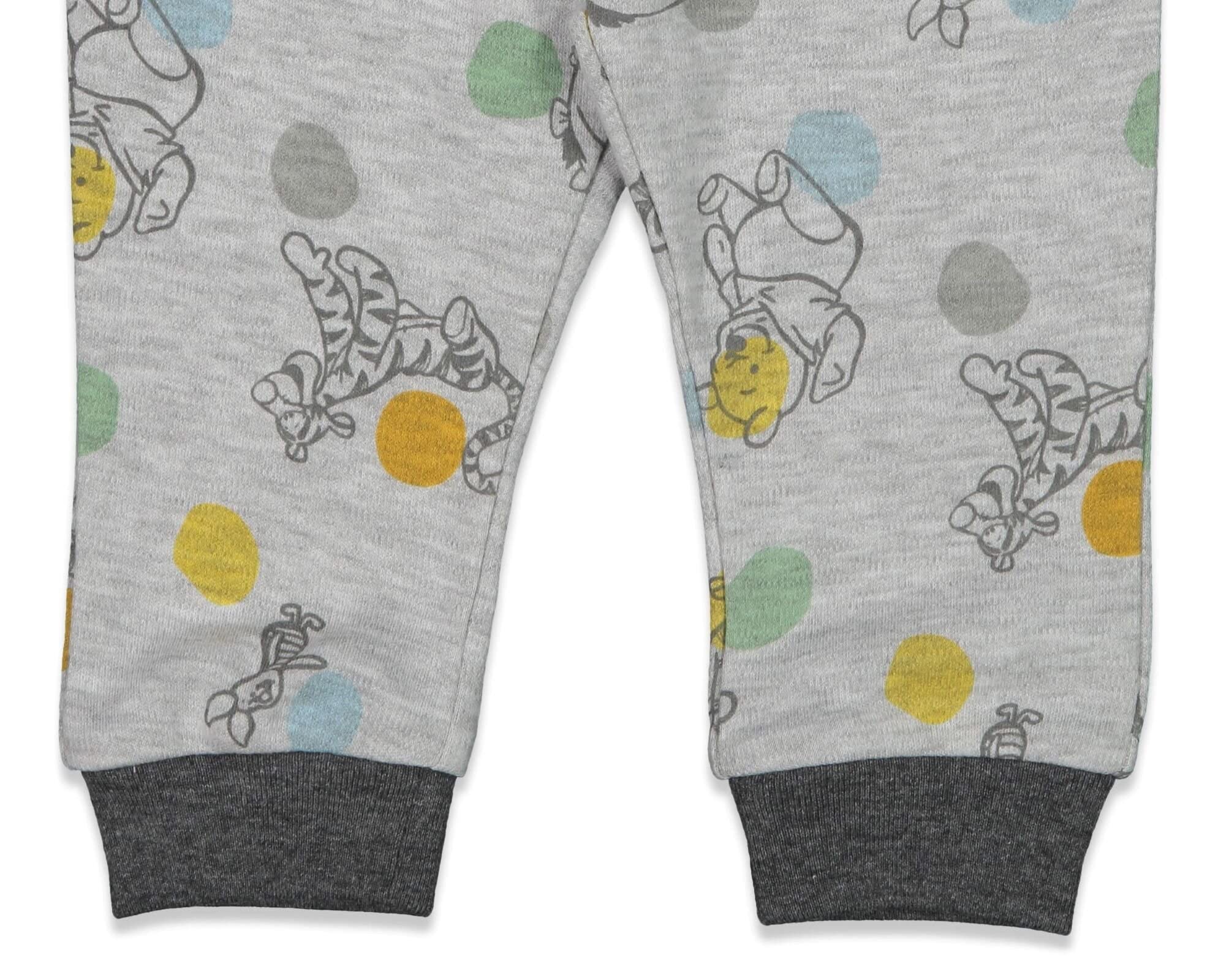 Disney Winnie The Pooh Eeyore Tigger Newborn Baby Boys 3 Pack Jogger Pants Gray/Yellow/White 6-9 Months