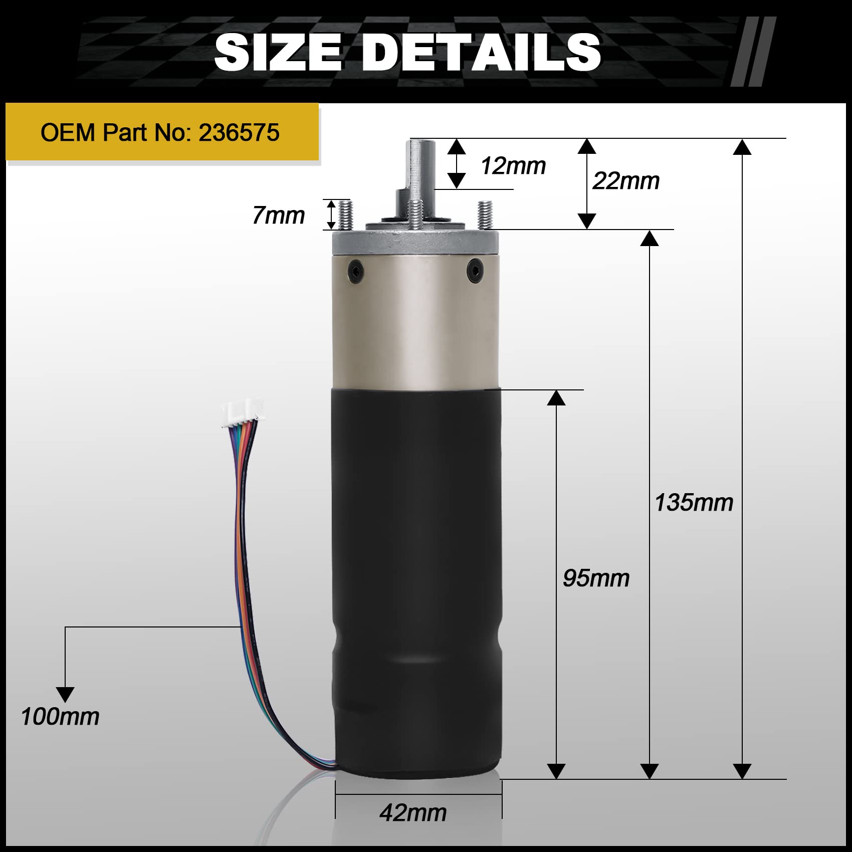 236575, RV in-Wall Slide-Out Motor Compatible with Lippert Schwintek in-Wall Slide System, IG-42 10mm motor Assembly, Slide Motor for Travel Trailer and Camper | 300:1 High Torque Gear Ratio, 12V