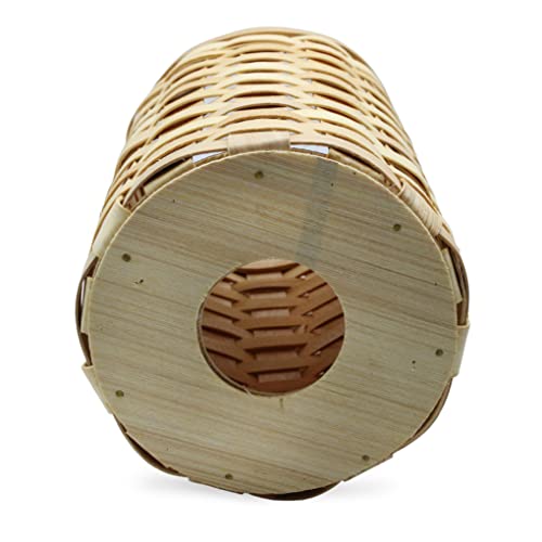AuldHome Wicker Grocery Bag Holder (Natural); Wall-Mounted Rustic Farmhouse Plastic Bag Dispenser for Kitchen or Laundry Room
