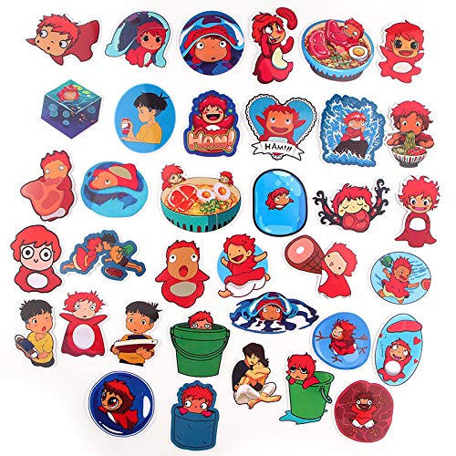 35Pcs Series Ponyo on The Cliff Sticker Home Decor Fridge Styling Travel Suitcase Graffiti Styling Waterproof Stickers