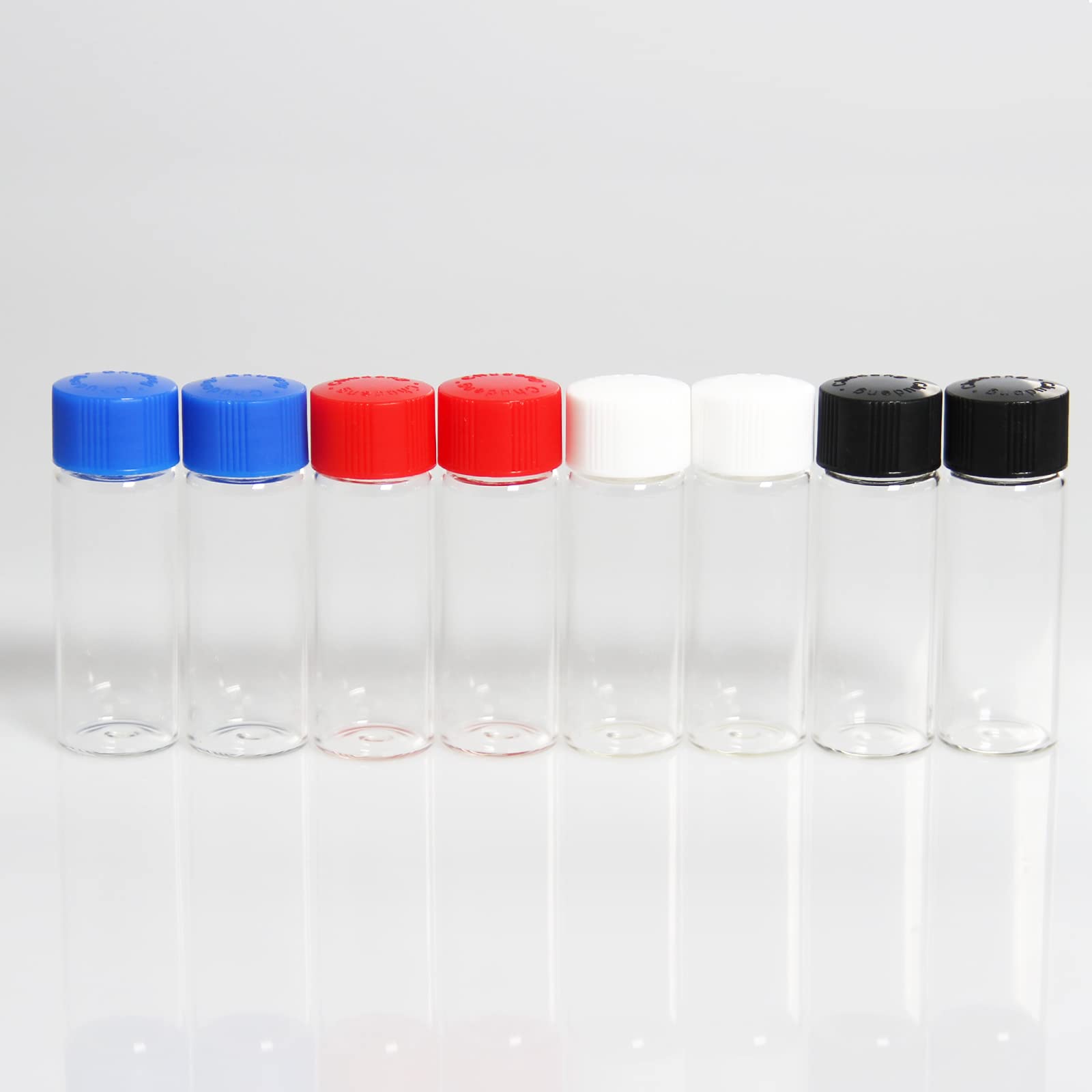8 Pcs 20ml Glass Vials with Screw Caps, 4 Colors Caps, Clear Glass Vials, Leak-Proof Glass Bottle