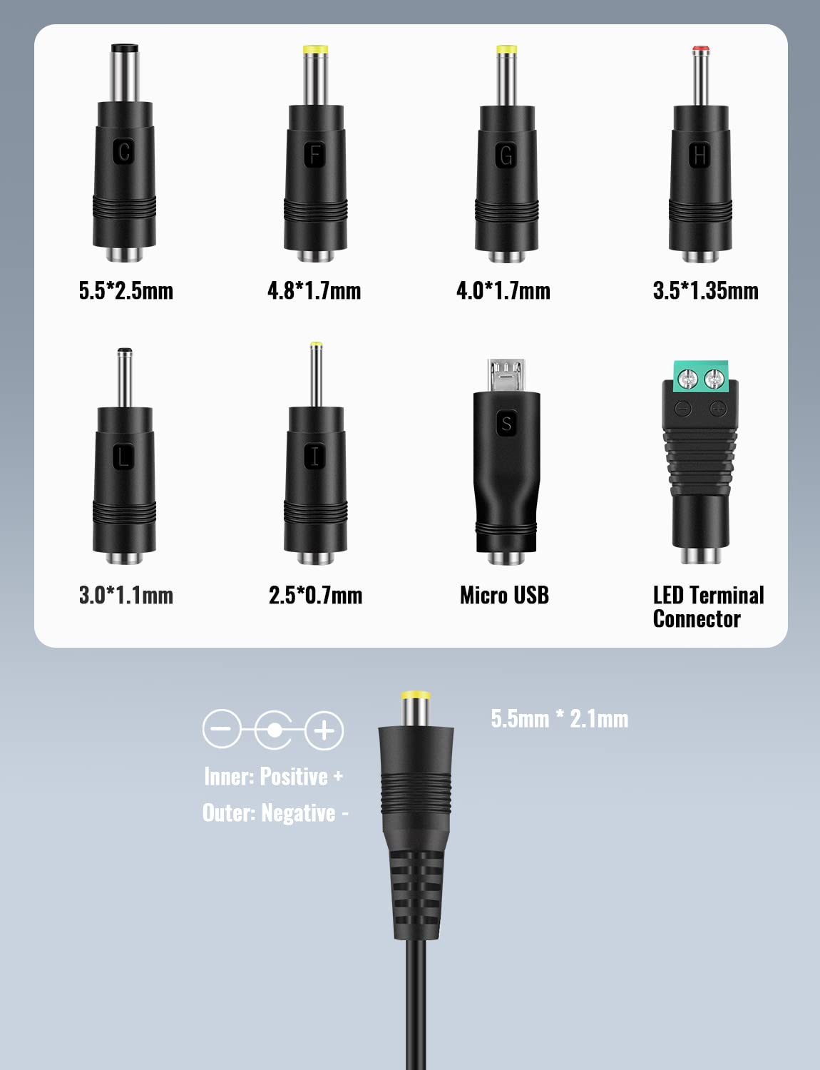 41W AC Adapter, Universal AC DC Power Adapter, AC/DC Power Supply 100-240V 50/60HZ 6V 9V 12V 2A 15V 18V 20V 24V 1.5A Adjustable Switching Adapter with 8 Tips for LED Strip Light, Camera,Router,Speaker