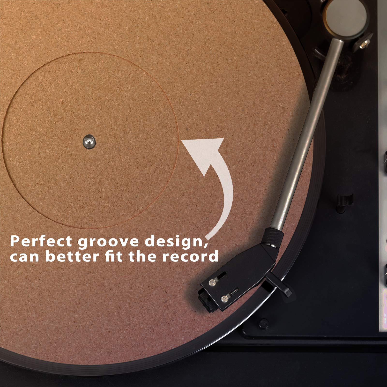 3 Pieces Cork Turntable Mats in 12 Inch x 3 mm Recessed Turntable Platter Cork Mat Cork Record Mats with High Fidelity for Vinyl LP Record Players Audiophile Reduce Noise