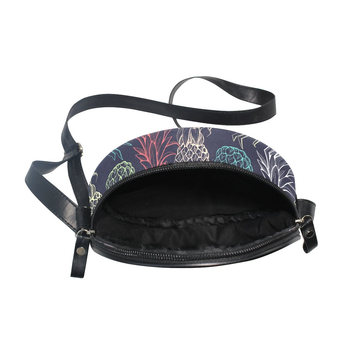 ALAZA Pineapples Round Crossbody Bag Canvas Purse Messenger Bag