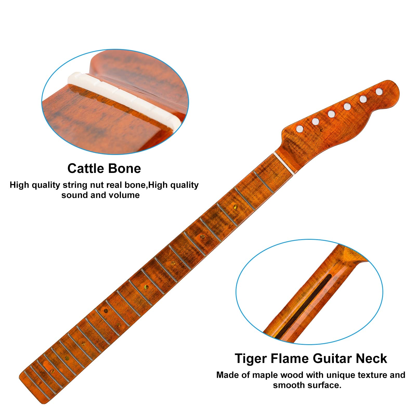 21 Fret Maple Fretboard Guitar Neck for TL Style Guitar, Rubbing Paint Process