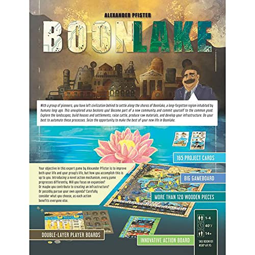 Capstone Games: Boonlake Hand Management, Exploration Strategy Board Game, 1-4 Players, Ages 14+, 40 Minute per Player Game Play Multicolor