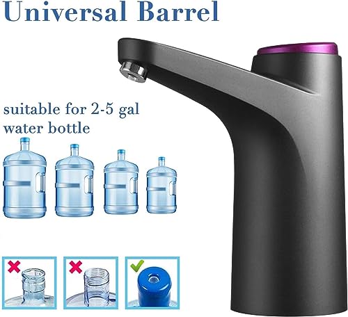 5 Gallon Water Bottle Pump - Water Bottle Dispenser for 5gl, USB Charging Automatic Drinking Water Pump, Portable Electric Water Dispenser Jug for Home Kitchen Office and Picnic