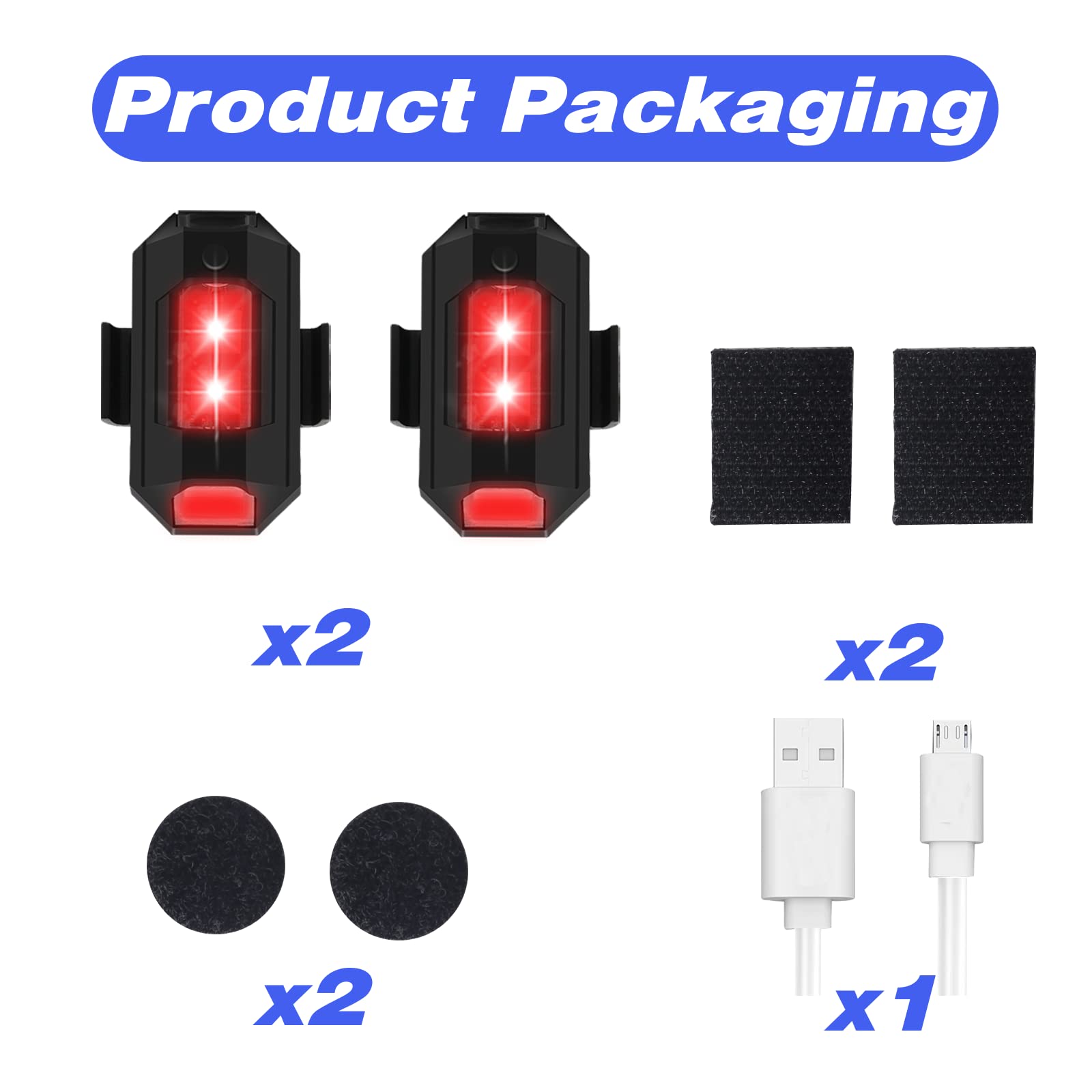 2 Pack Motorcycle Helmet Light, Helmet Light for Night, Jcabin LED Bicycle Rear Light Bike Tail Light, Warning Tail Lights for Night Riding, Helmet Light, with USB-C Chargeable Cable- Change 7 Colors