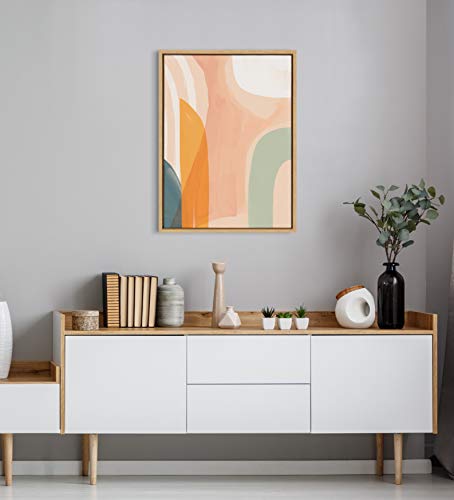 Kate and Laurel Sylvie Sunrise Over Marrakesh Abstract Framed Canvas Wall Art by Kate Aurelia Holloway, 18x24 Natural