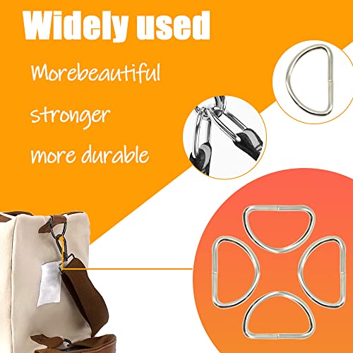 Hocansen 100 Pieces D Rings 15mm Metal D Ring Buckle Clips Sewing Accessories for Hand DIY Hardware Bags (15mm/D)