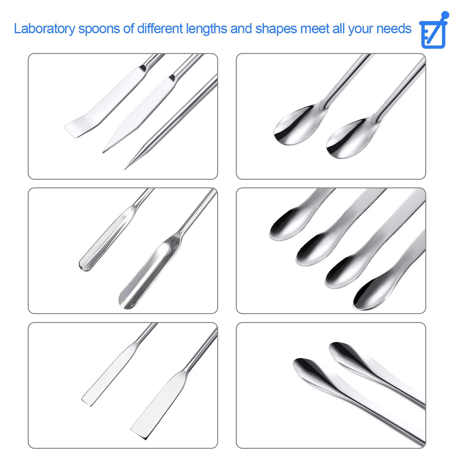 21 Pieces Stainless Steel Lab Spoon Spatula Micro Spoons Laboratory Mixing Spatula Sampling Measuring Scoop for Powders Gel Cap Filler