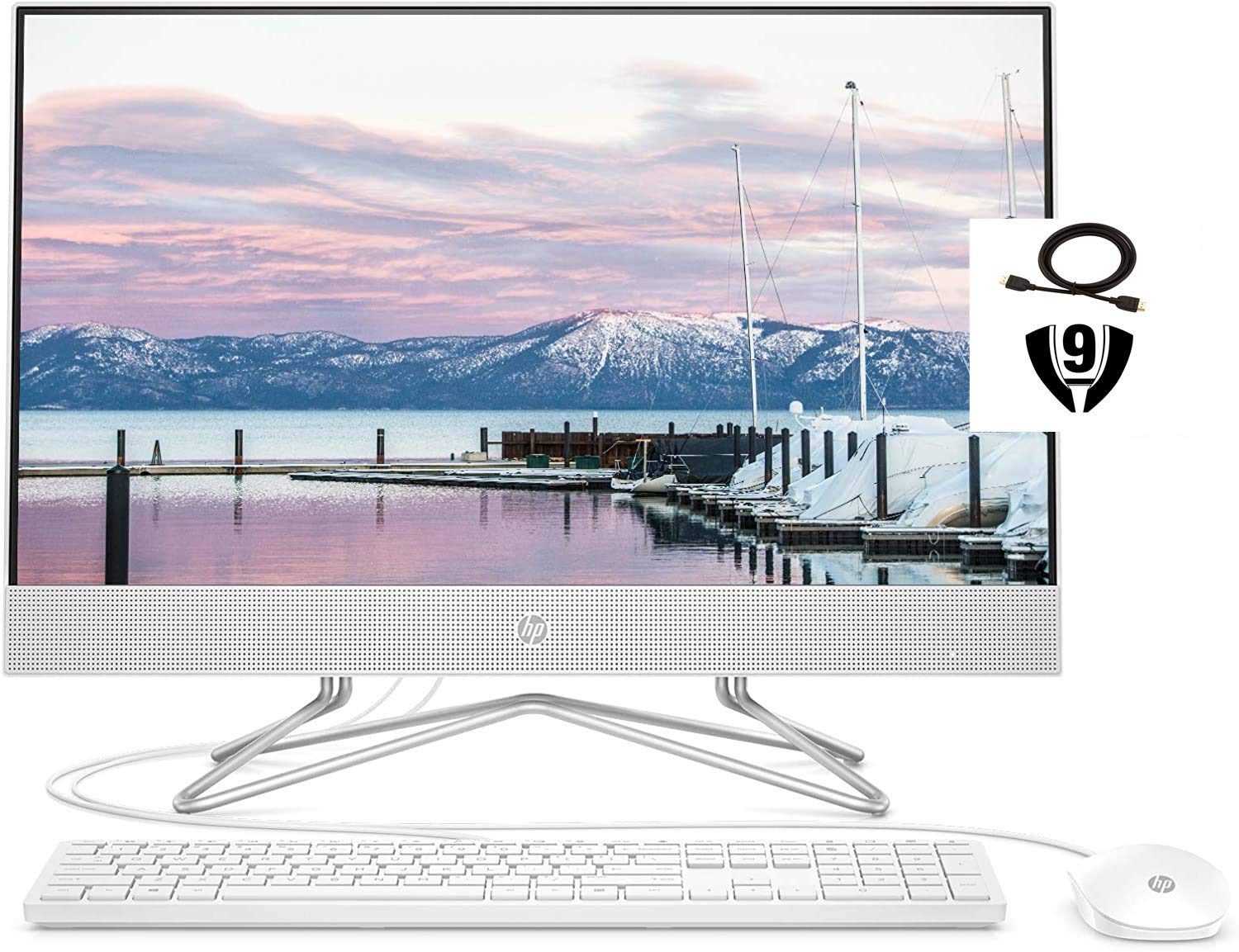 HP 24-inch All-in-One Desktop Computer, AMD Athlon Silver 3050U Processor, 8 GB RAM, 256GB SSD, DVD-Writer, Windows 10 Home(White)